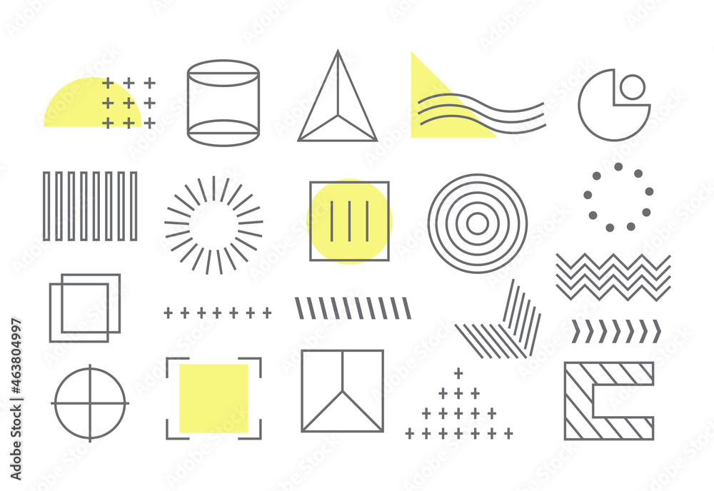 Element shapes set isolated on white background. Element shapes for app ...