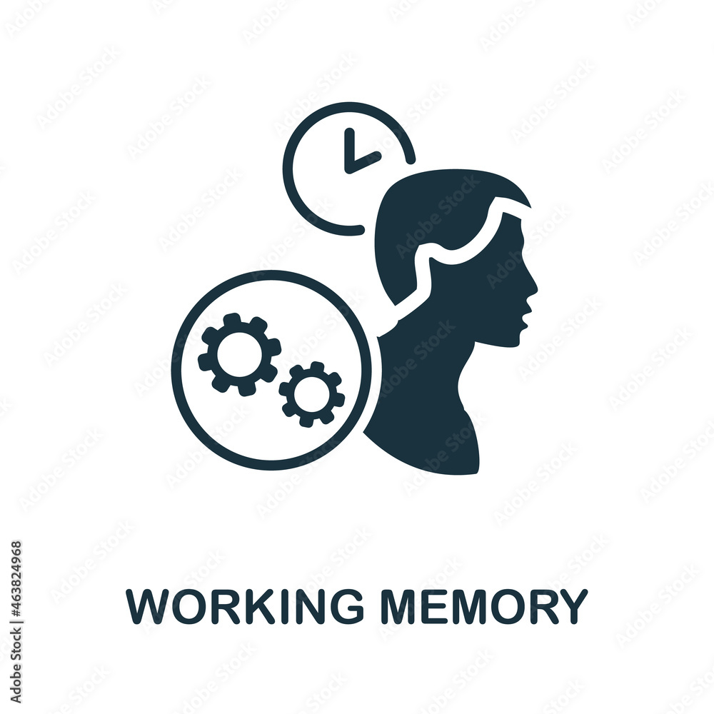 Working Memory icon. Monochrome sign from cognitive skills collection ...