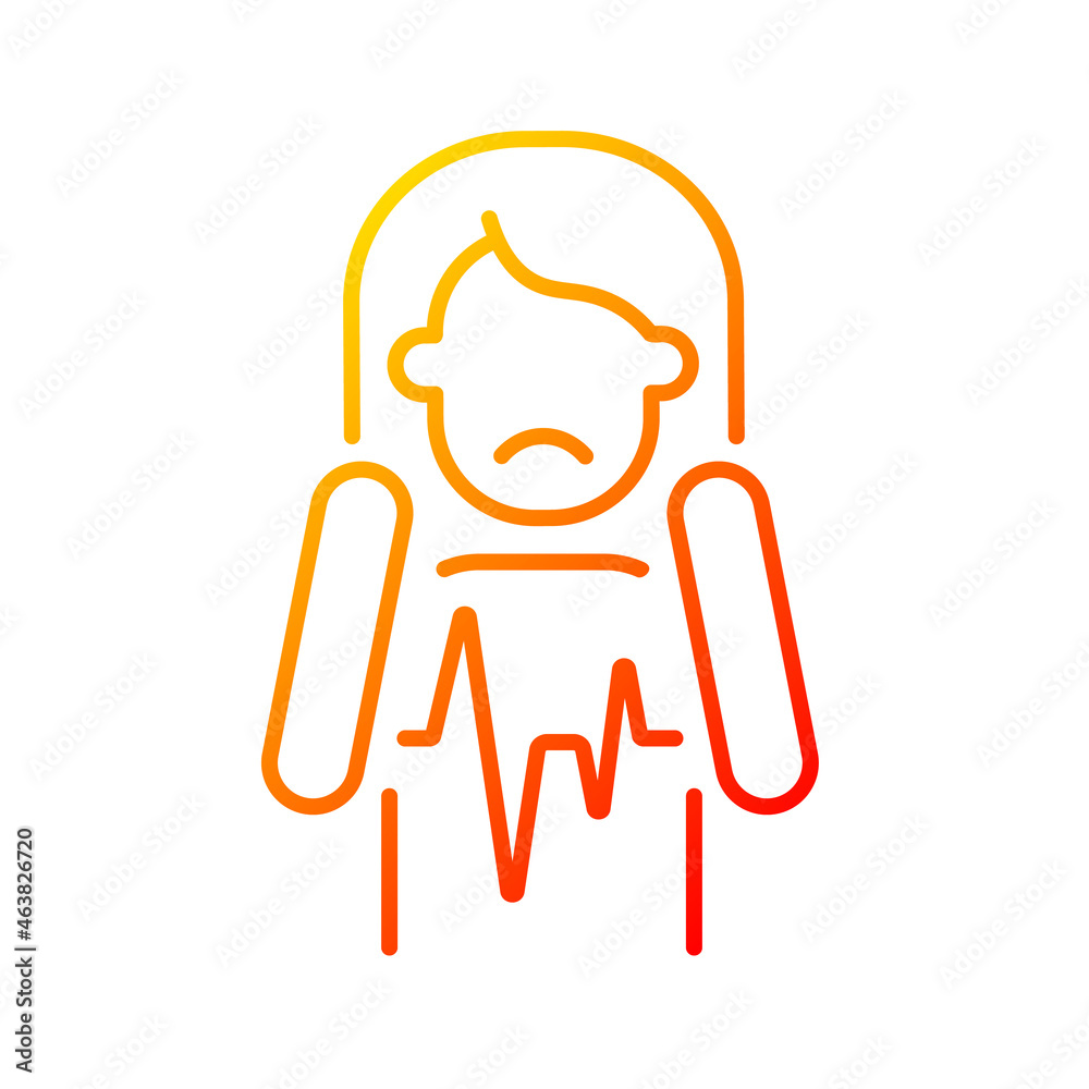Heart palpitations gradient linear vector icon. Fast beating and ...