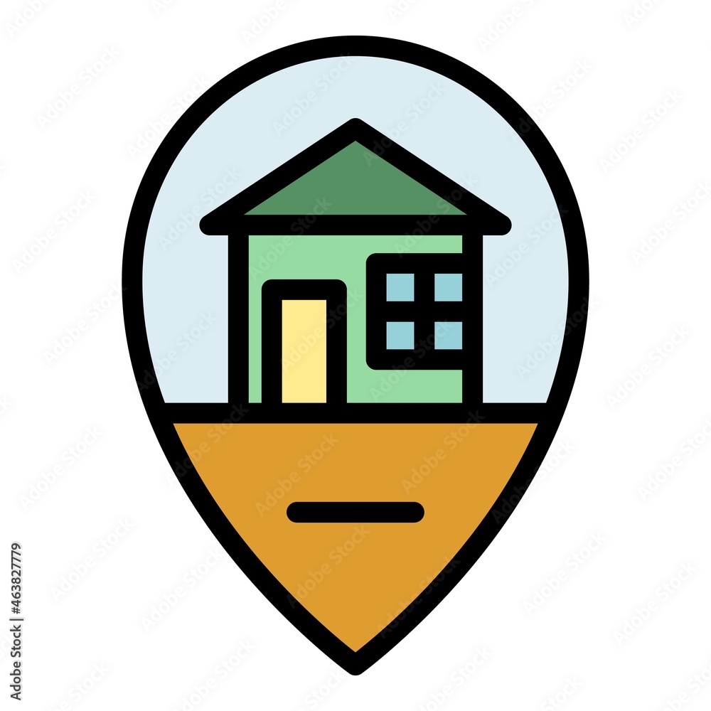 House location icon. Outline house location vector icon color flat ...