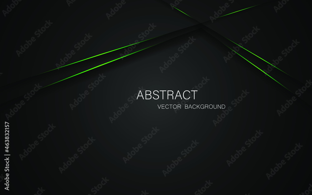 Abstract modern green lines on black background with free space for ...