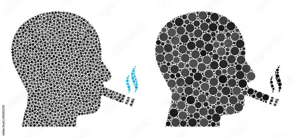 Dot cigarette smoker icon. Collage cigarette smoker icon designed from ...