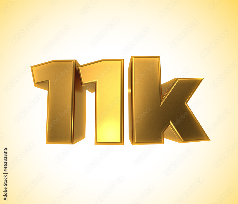 Thank you 11k, 11000 Followers, 3D illustration 11k a white and yellow ...