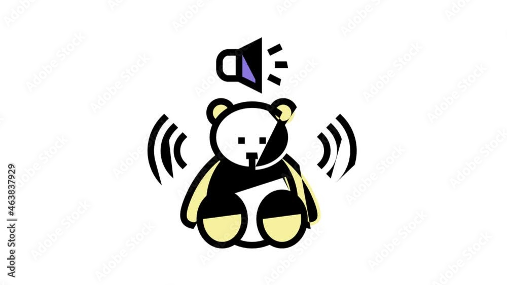 sound musical teddy bear toy animated color icon. sound musical teddy ...