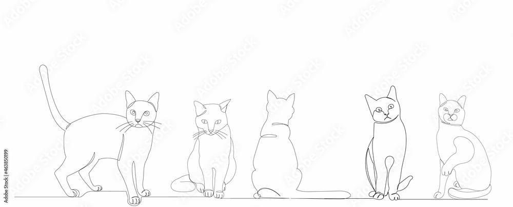 one continuous line drawing of a cat sitting Stock Vector | Adobe Stock