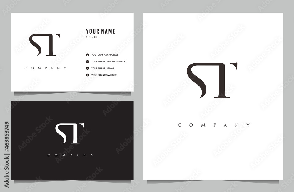Initial ST logo and business card Stock Vector | Adobe Stock