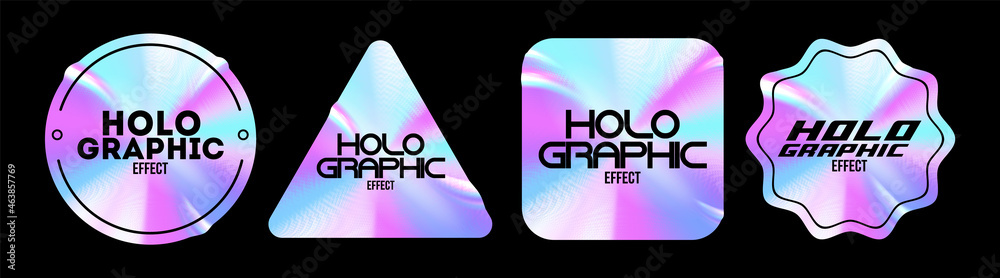 Holographic sticker. Color hologram labels of various shapes, high ...
