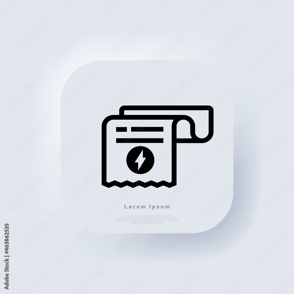 Energy utility bill. Electricity bill icon. Invoice icon. Cashier ...