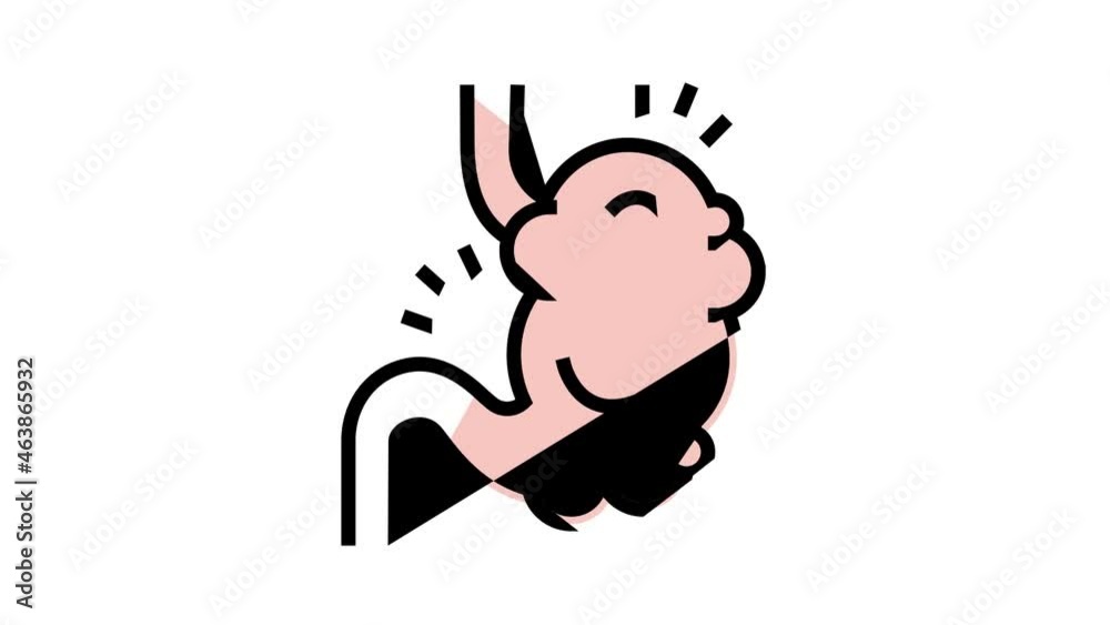 bloating digestion system animated color icon. bloating digestion ...