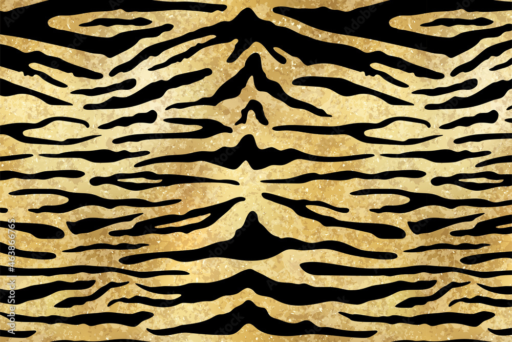 Gold Tiger pattern background. Vector golden wild animal skin texture ...