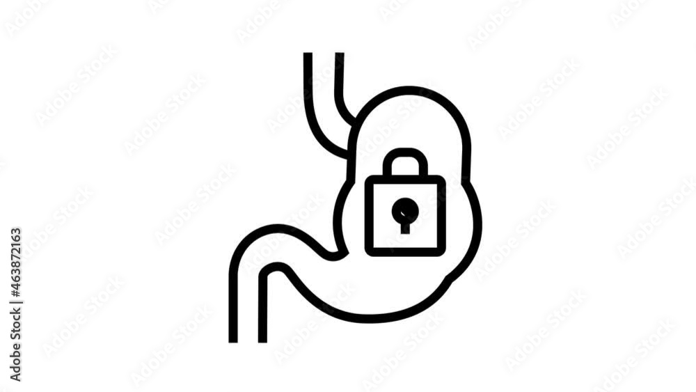 stomach work stop animated line icon. stomach work stop sign. isolated ...