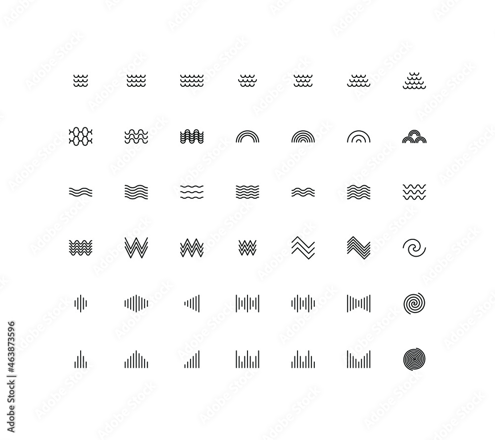Wave icon set. Vector illustration. Stock Vector | Adobe Stock
