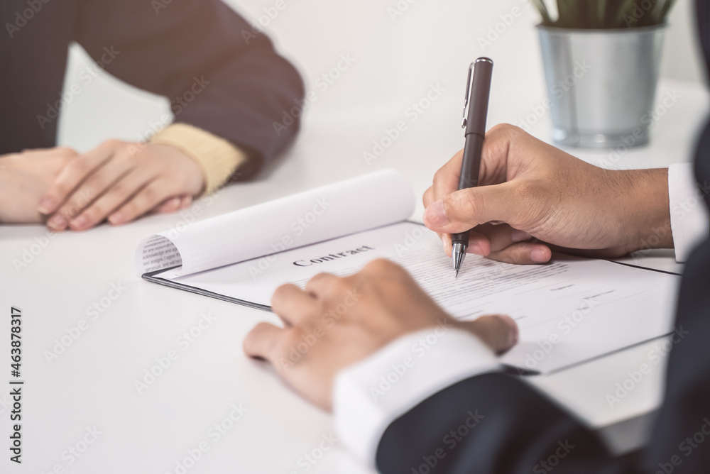 client signing in contract document agreement after closing business ...