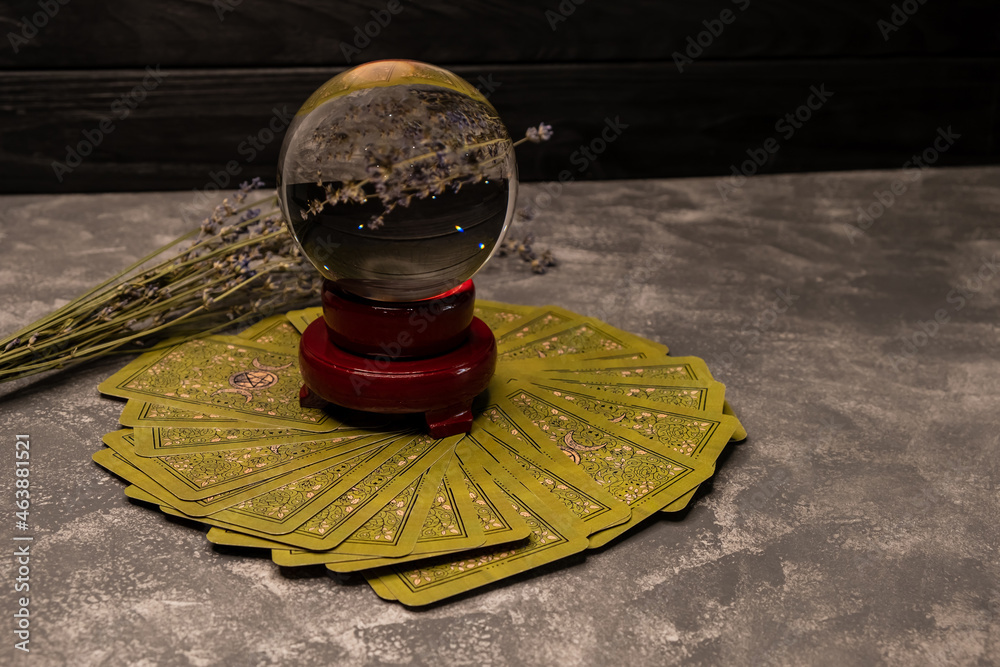 Forecasting, fortune telling, occult concept. Cartomancy, occult ...