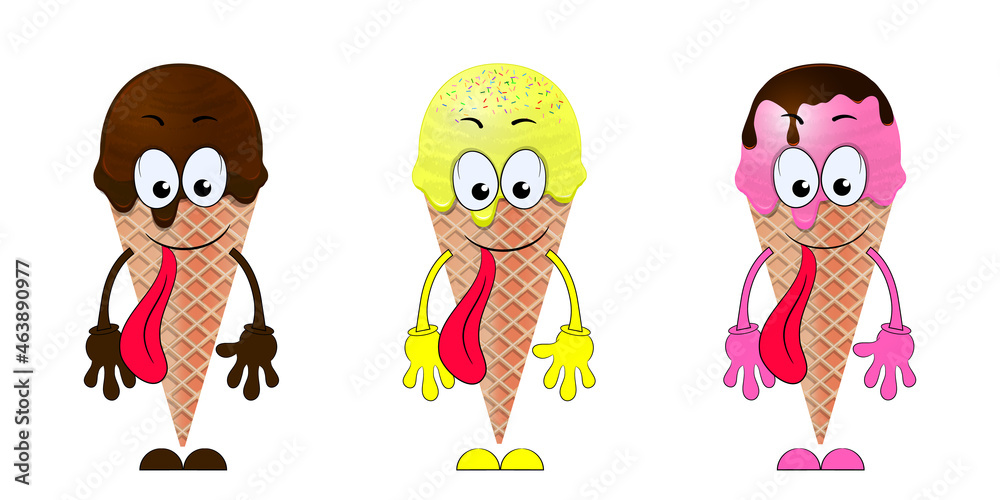 Cartoon ice cream. Vector illustration on a white background. Stock ...