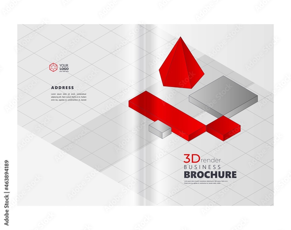 Booklet 3d shapes theme design template cover Stock Vector | Adobe Stock