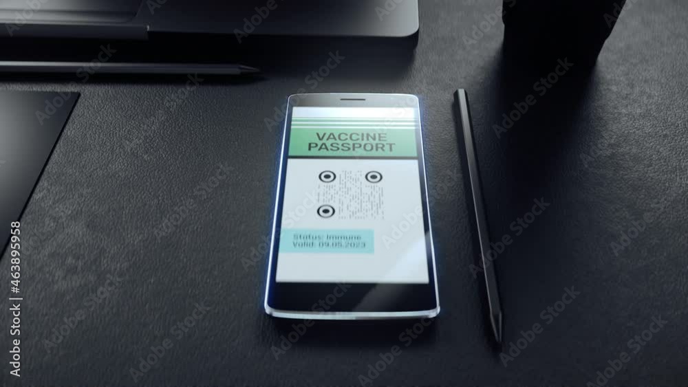 Digital vaccine passport with QR code on mobile phone, proof of ...