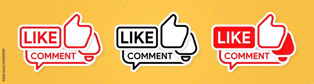 Like, comment and notification icon. You tube call to action for vlog ...