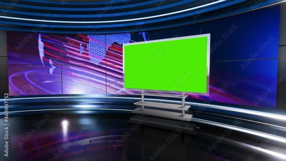 News TV Studio Set - Virtual Green Screen Background Loop motion footage, A green screen static ...