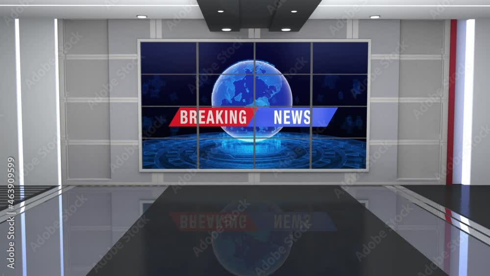 News TV Studio Set - Virtual Green Screen Background Loop motion ...