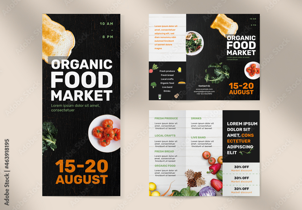 Market Trifold Brochure Layout Stock Template | Adobe Stock