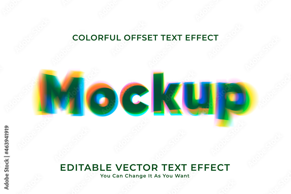 Editable Psychedelic text effect vector template, colorful offset font typography / Mockup Stock ...