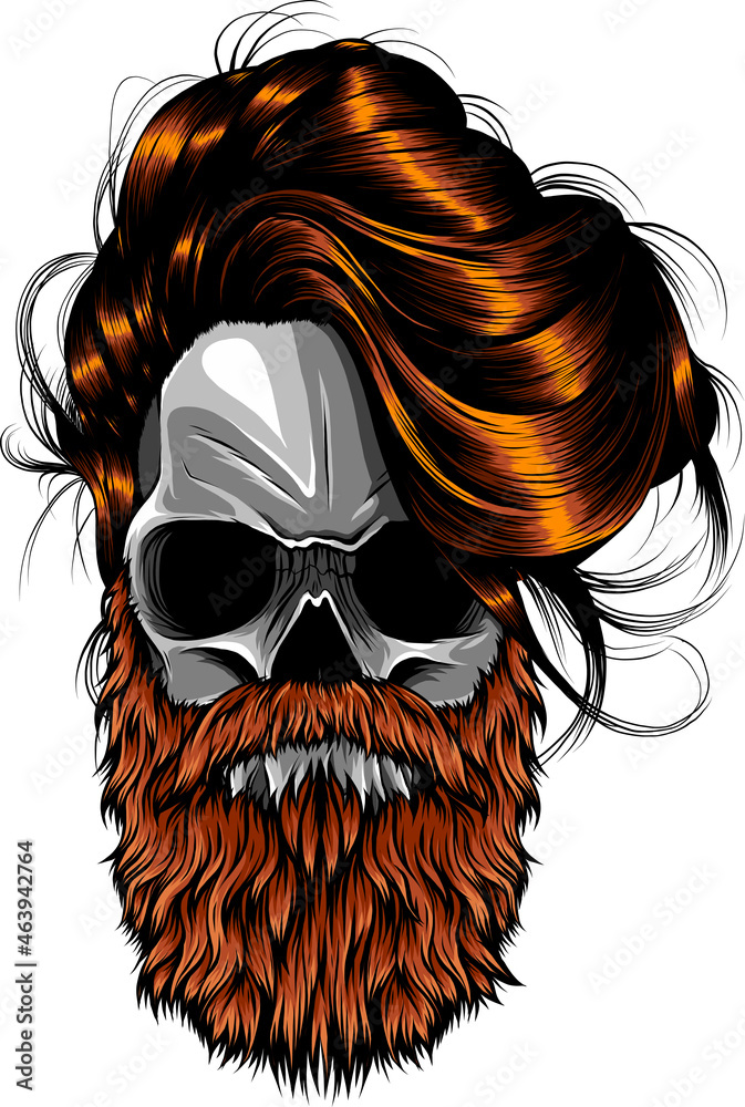 vector illustration of skull with beard design art Stock Vector | Adobe ...