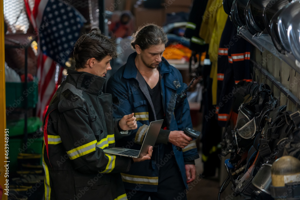 Firefighter ready for action,Fireman wearing firefighter turnouts and ...