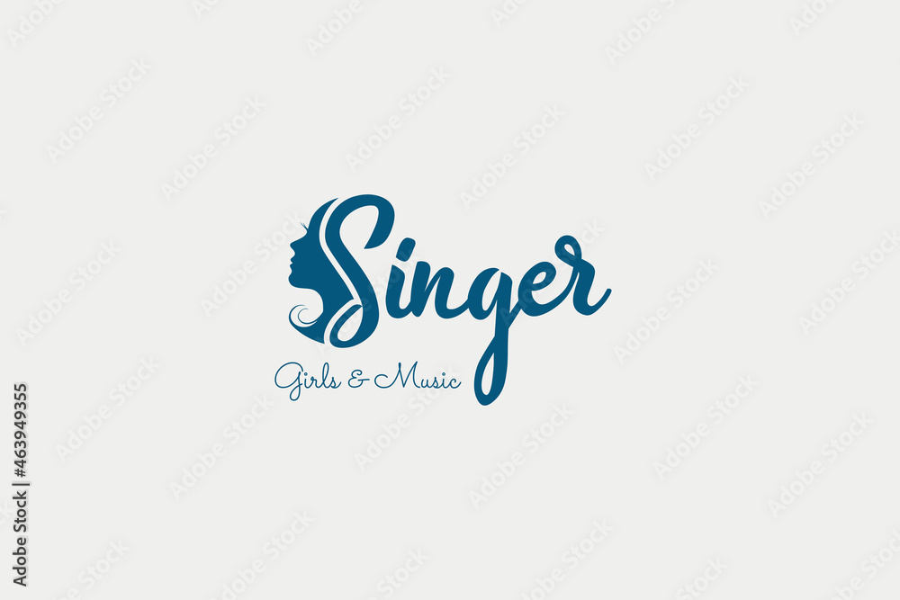 logotype for Singer Vocal Karaoke , Choir with Music Notes Treble Clef ...