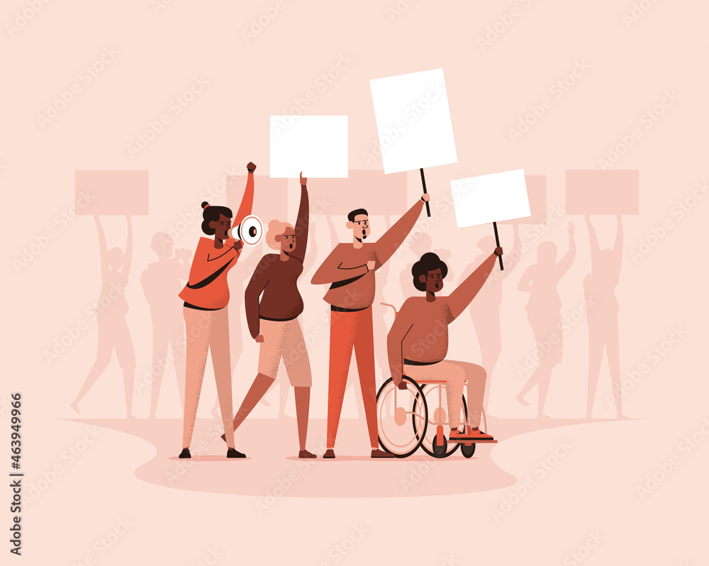 Social Justice - protest people background design Stock Illustration ...