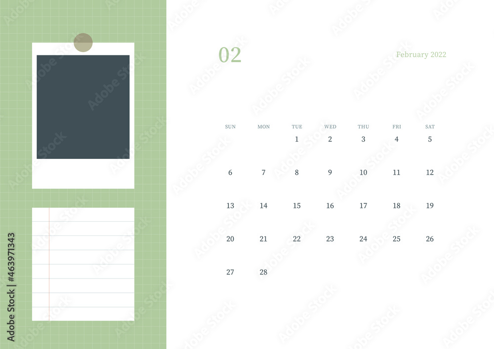 February 2022 simple design digital and printable calendar template ...
