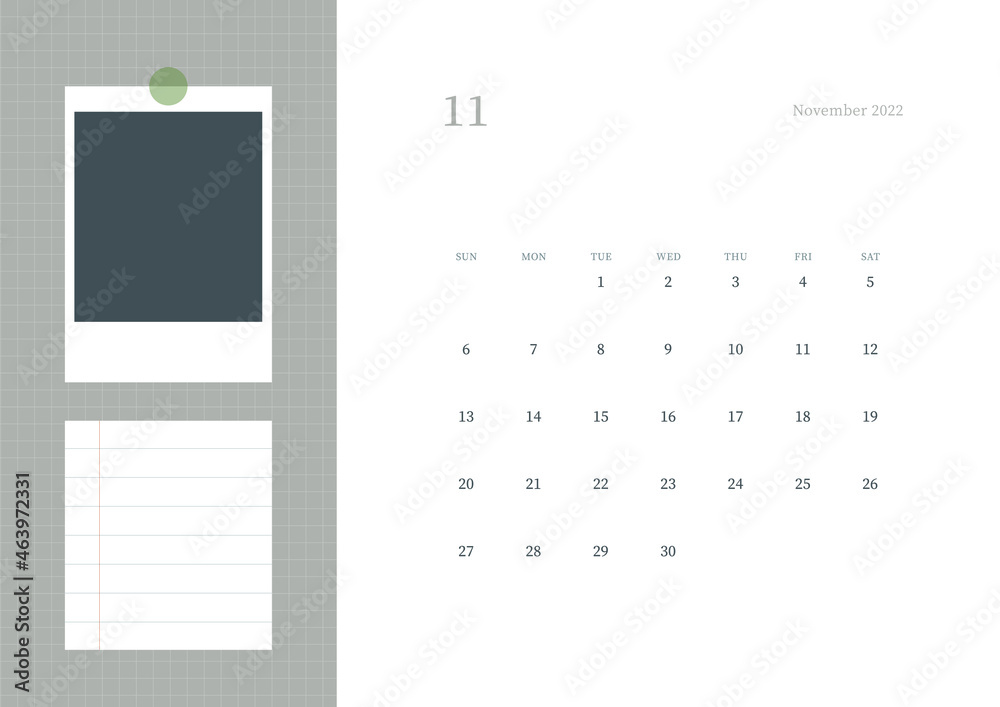 November 2022 simple design digital and printable calendar template ...