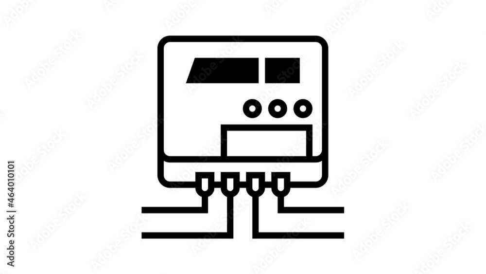 electric meter for monitoring energy saving animated line icon ...