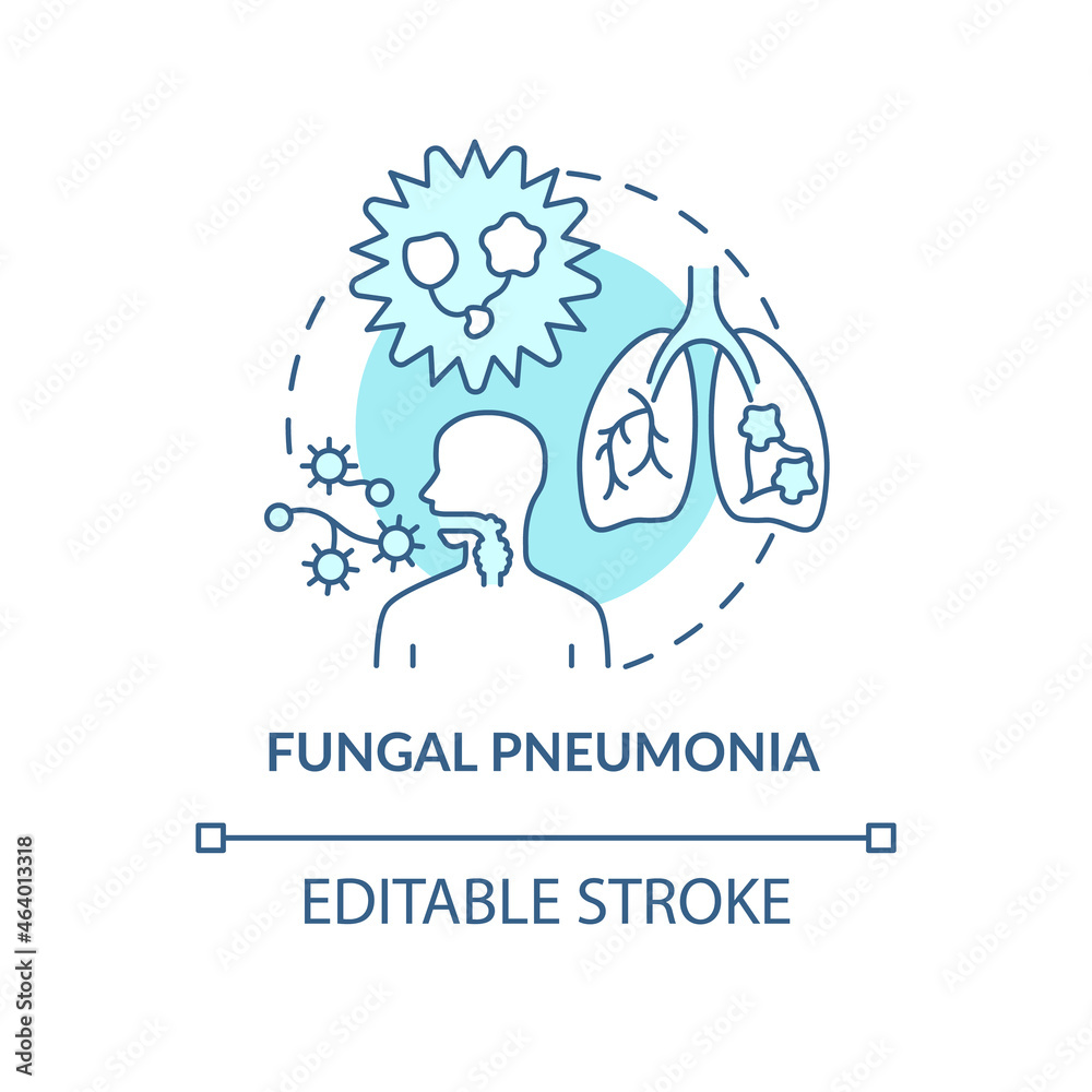 Fungal pneumonia blue concept icon. Pulmonary inflammation abstract ...