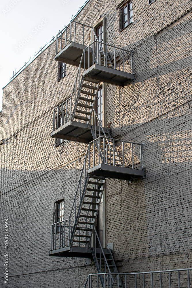 Emergency fire exit for evacuating people, evacuation ladder Stock ...