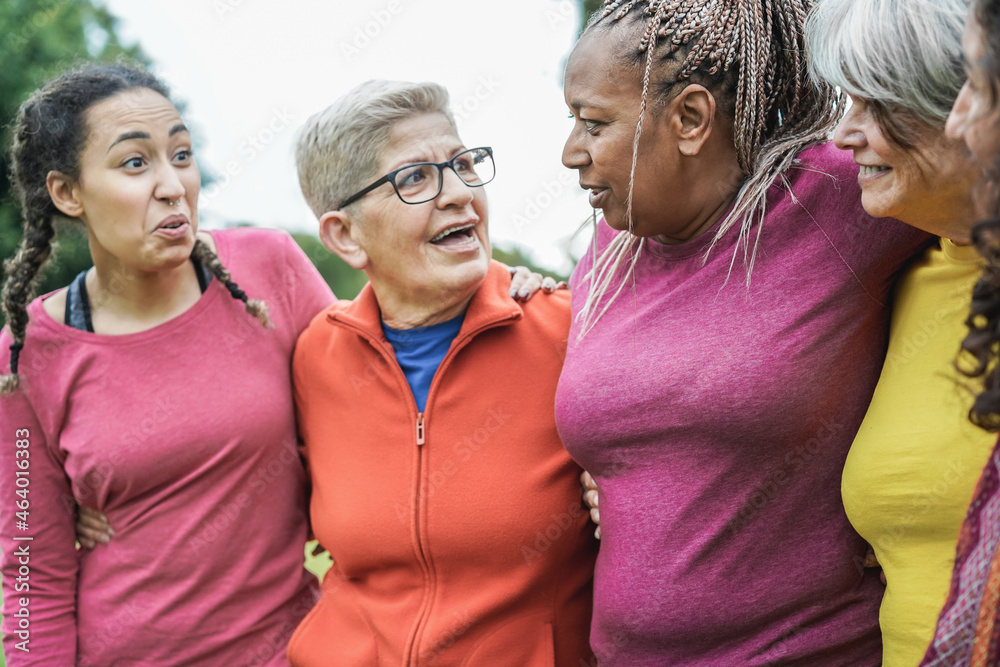 Diverse multi generational women having fun together - Main focus on ...