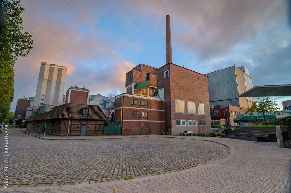 Brewery in the city. Brewery buildings. Industrial building of brewery ...