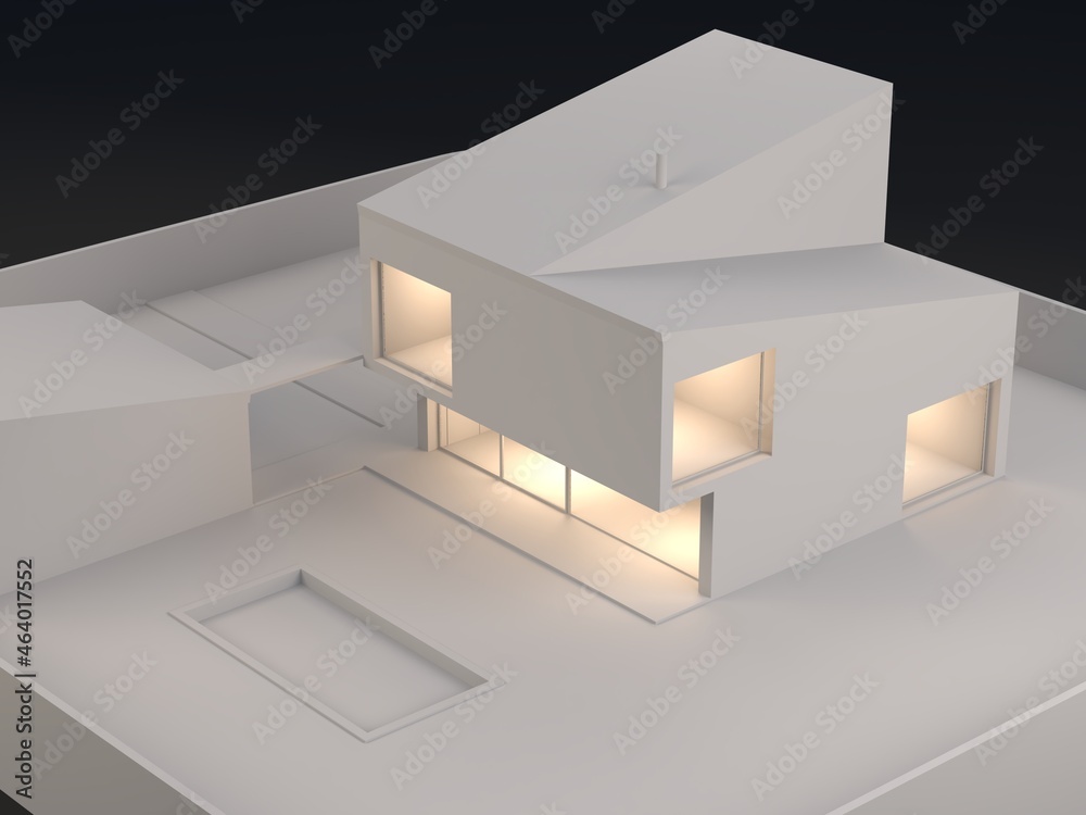 3d rendering of residential building. An architectural model with ...