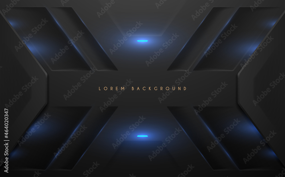 Abstract black technology background with blue light effect Stock ...