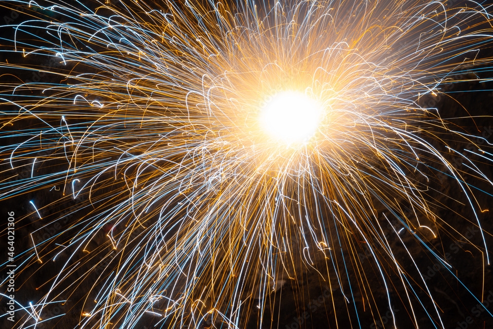 Long Exposure shot of Ground Spinner fireworks during the Diwali ...