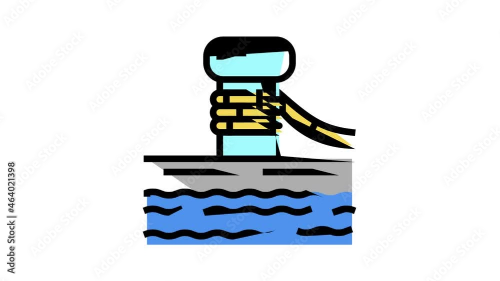 mooring bollard port animated color icon. mooring bollard port sign ...