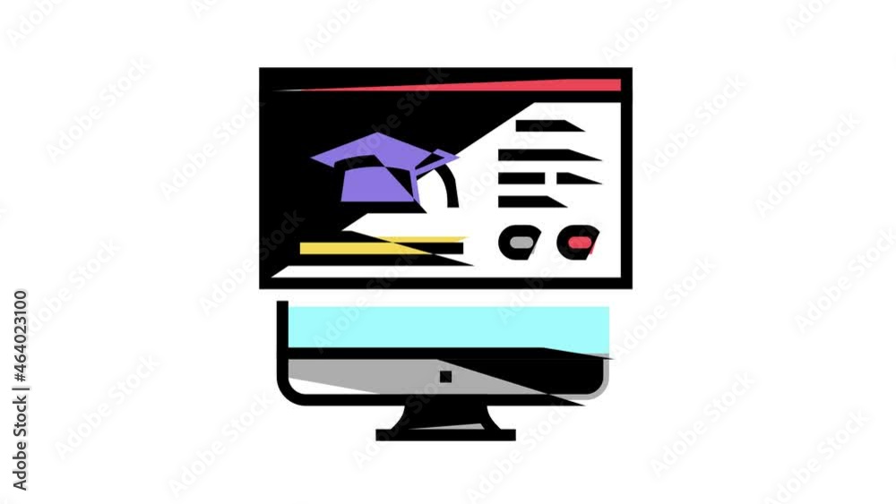 online examination animated color icon. online examination sign ...
