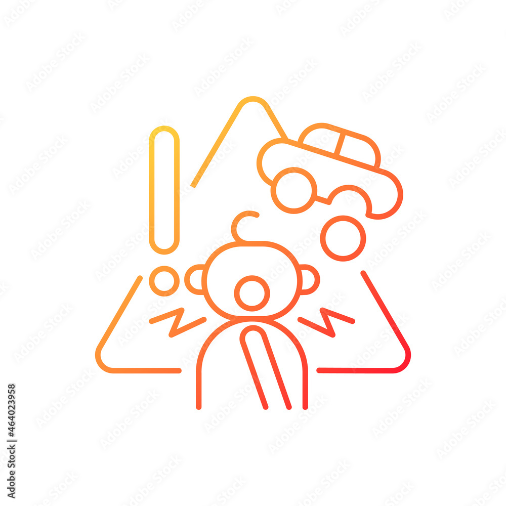 Choking hazard toys gradient linear vector icon. Child safety at home ...