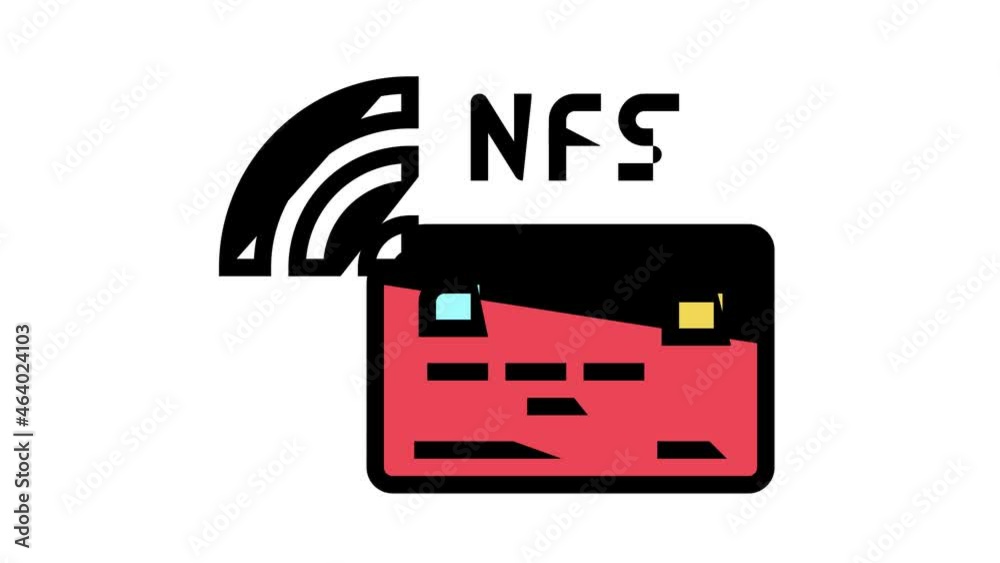 contactless nfc system card animated color icon. contactless nfc system ...