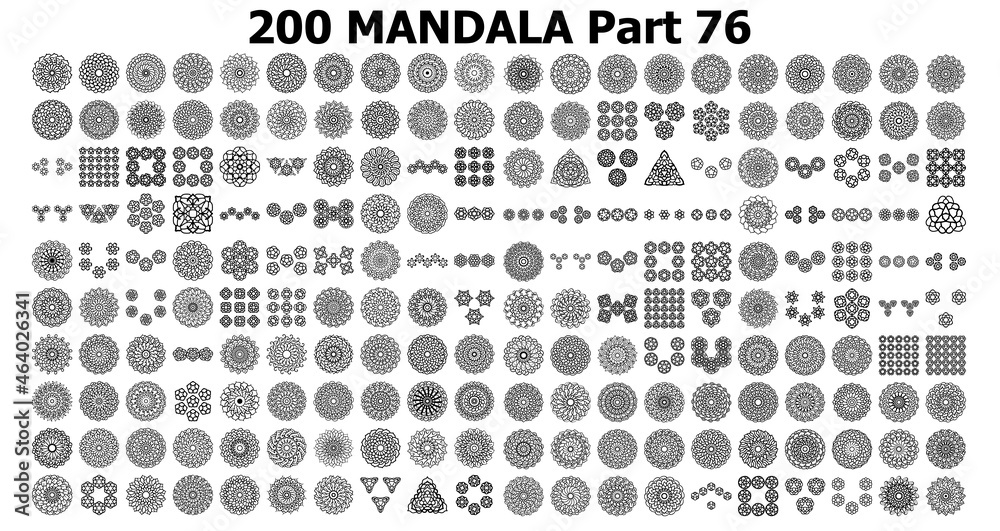 various mandala collections 200 Ethnic Mandala line pattern set Doodles ...