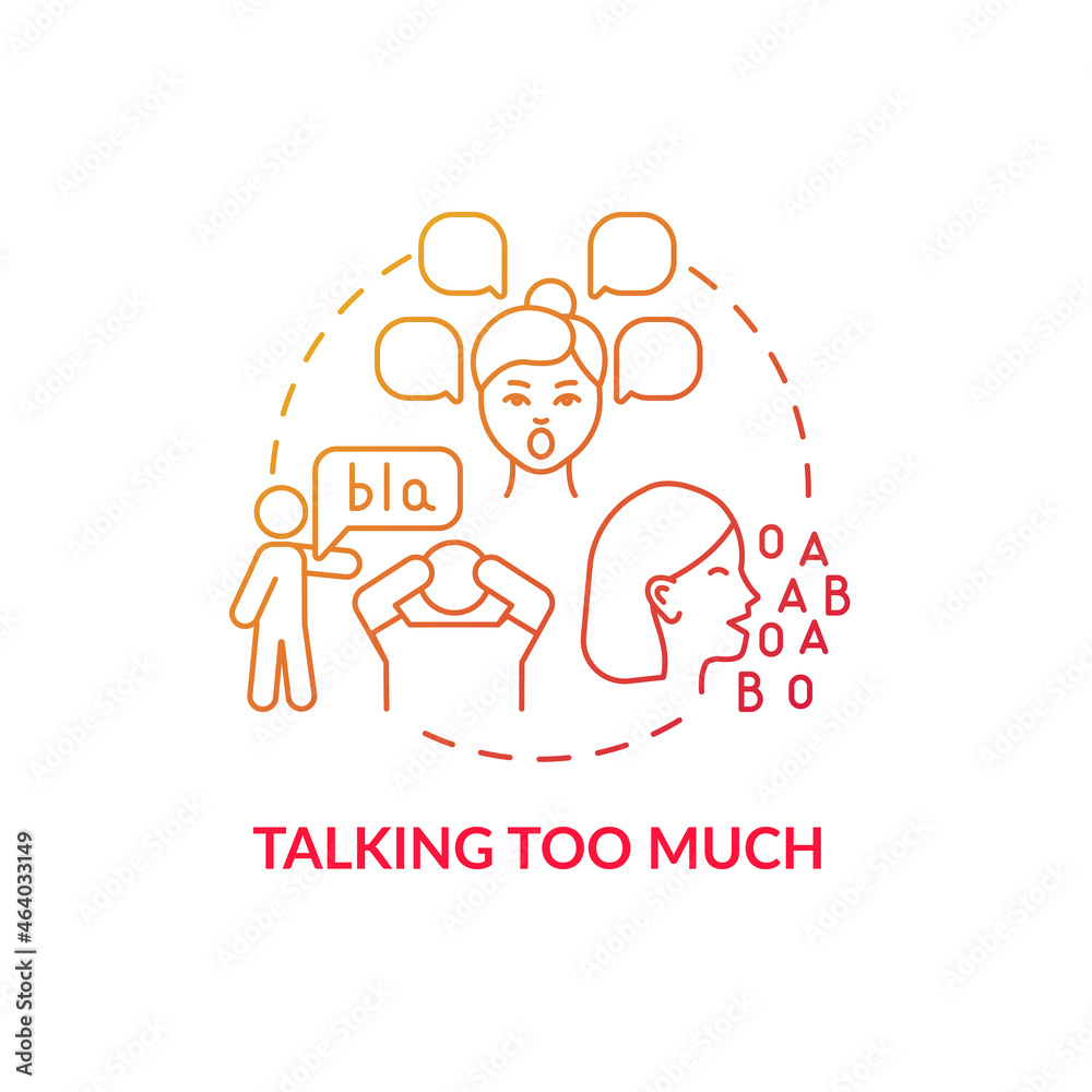 Talking too much concept icon. Hyperactive-impulsive symptom abstract ...
