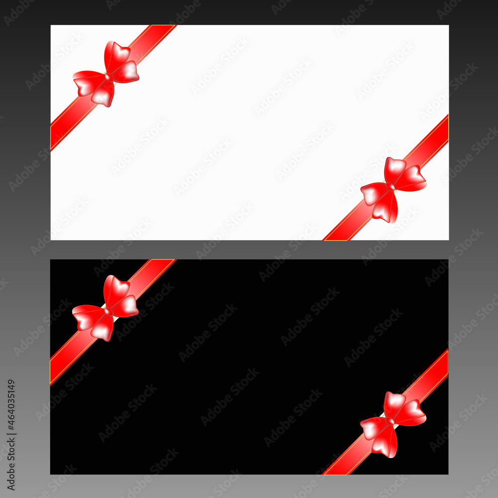 Gift certificate template with a red ribbon. Vector illustration ...
