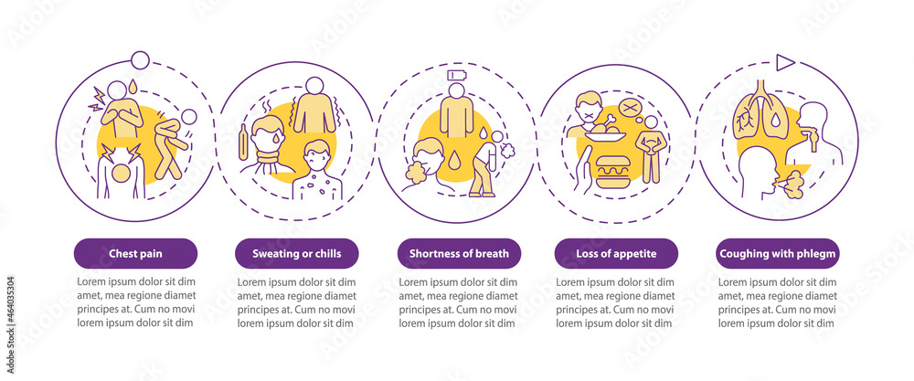 Pneumonia signs vector infographic template. Sweating and chills ...