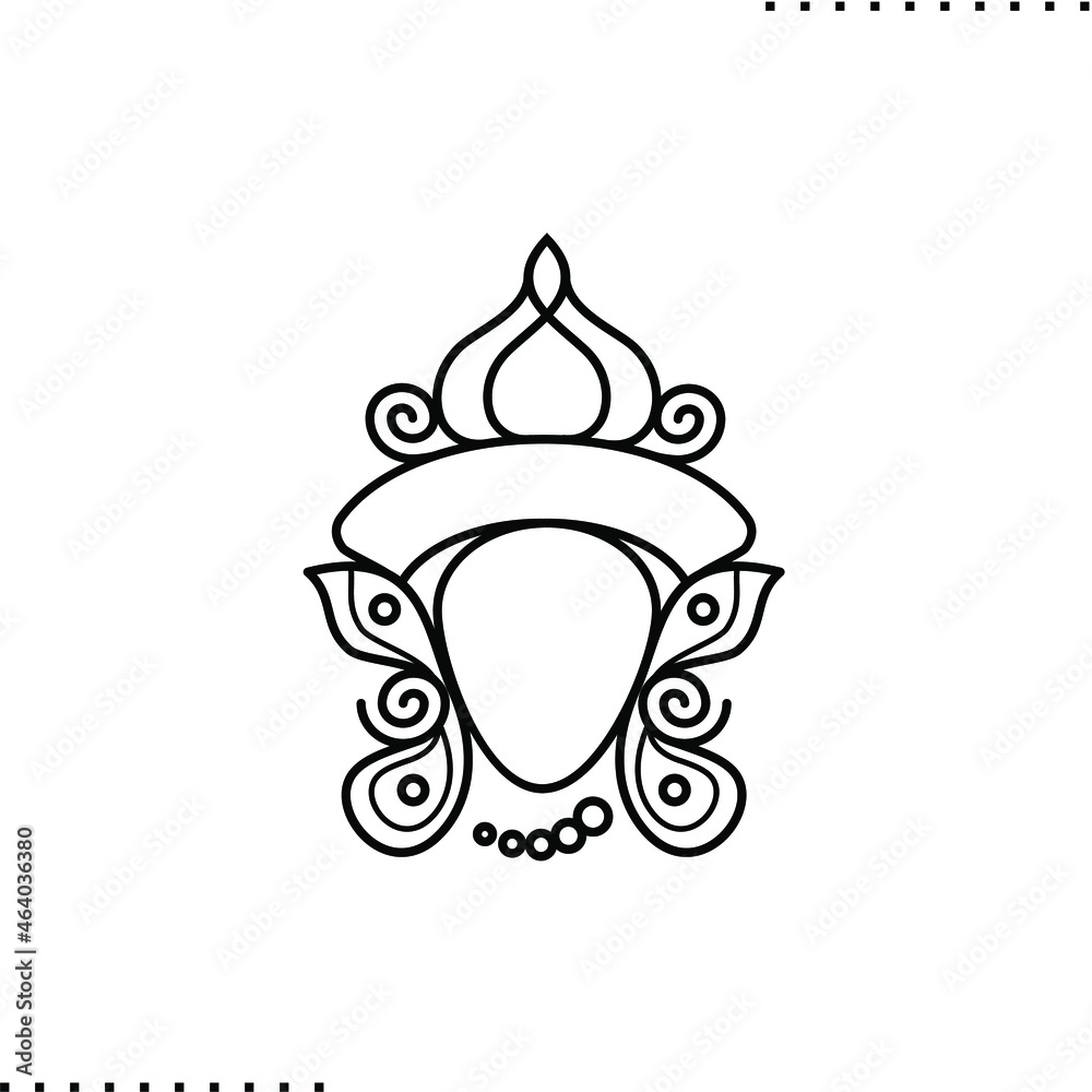 Navratri face vector illustration in outlines. Happy Navratri, Durga ...
