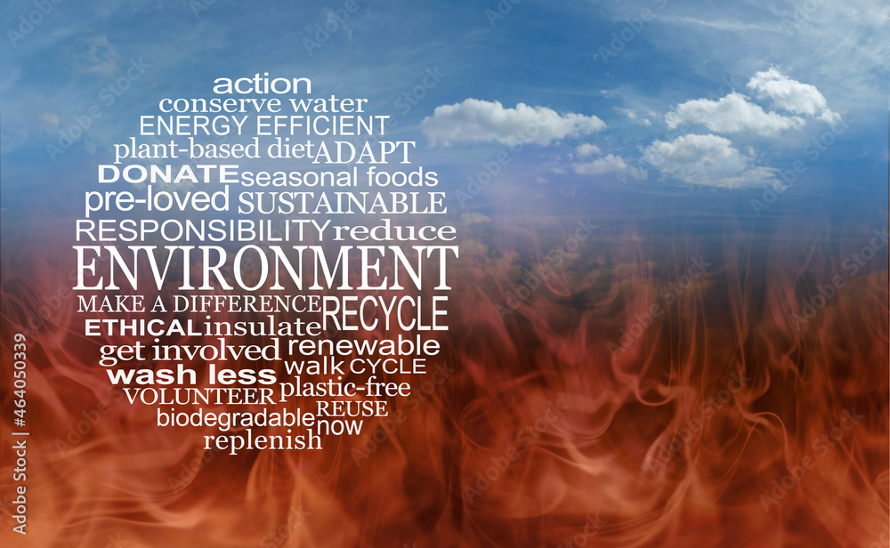 Environment warning circular word cloud message background - concept of ...